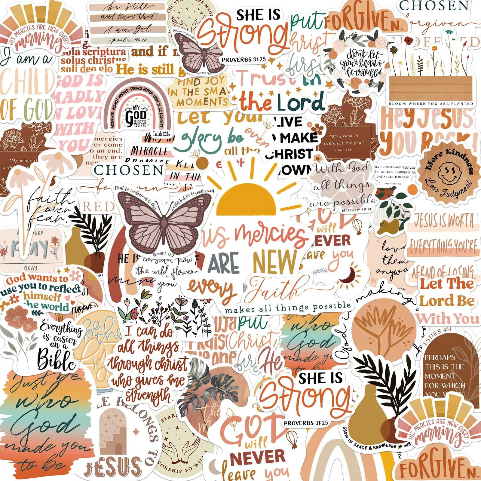 GetUSCart- 50PCS Bible Stickers, Inspirational Christian Stickers for ...