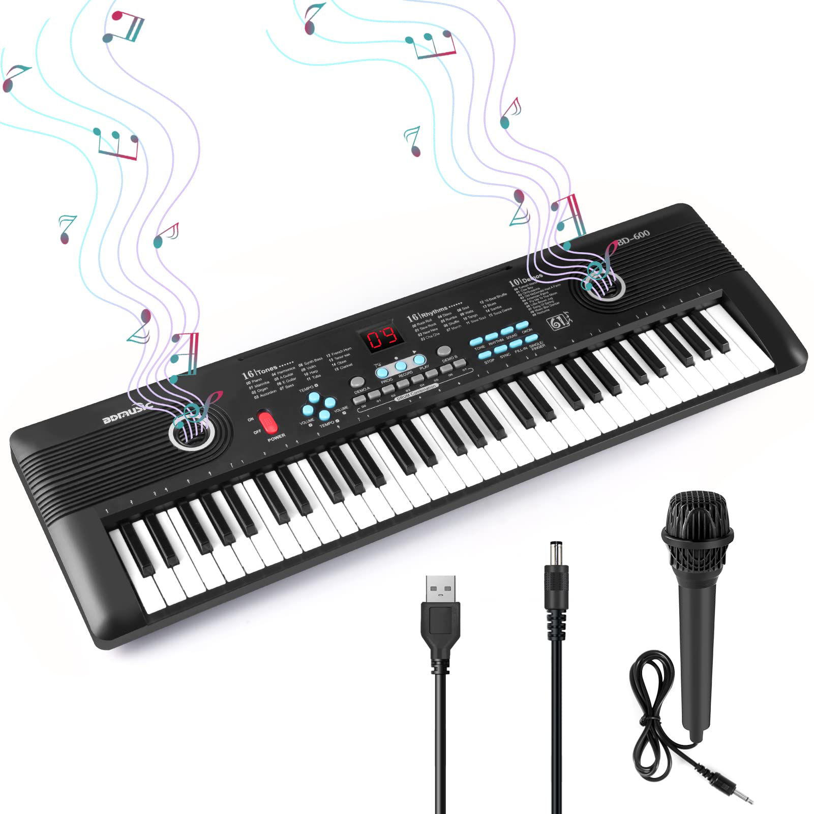 GetUSCart- 61 Key Keyboard Piano, Electric Piano Music Keyboard with ...