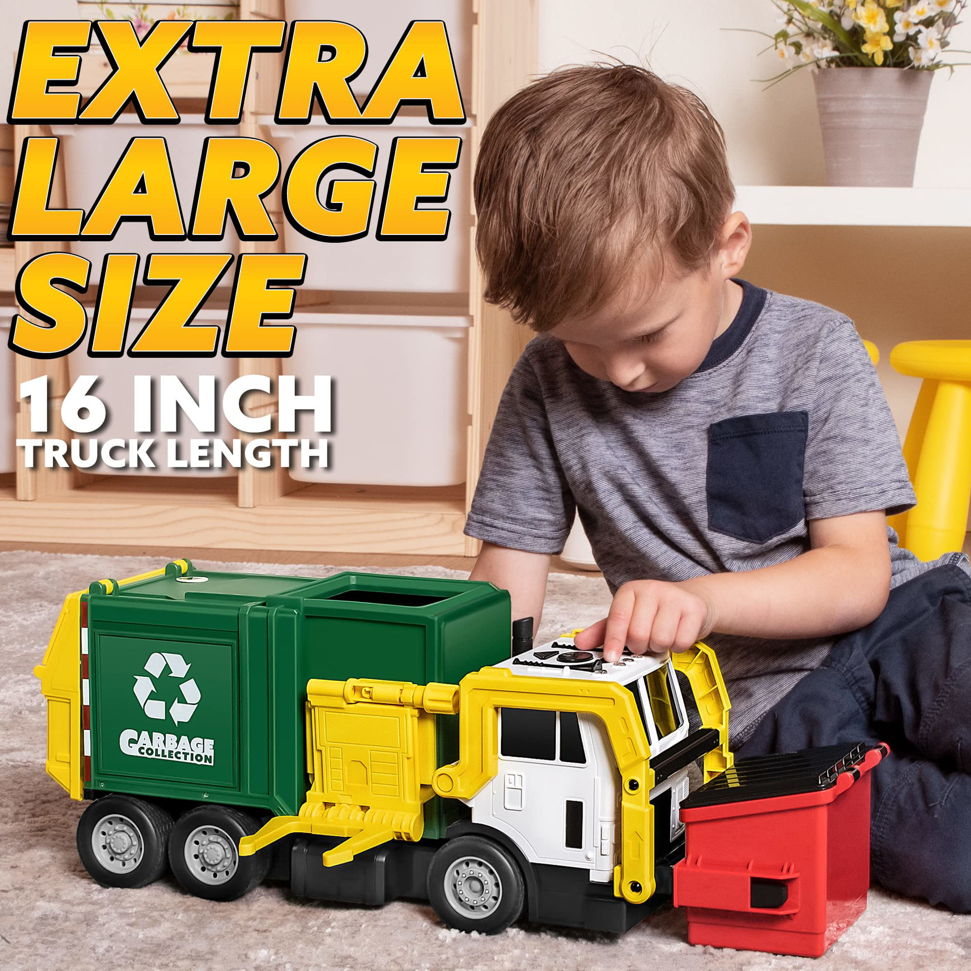 GetUSCart- JOYIN Large Friction Powered Garbage Truck Toy Set, Includes ...