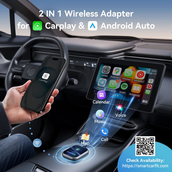 GetUSCart- Wireless CarPlay Adapter 2024 Upgraded, 2 in 1 Wireless CarPlay & Android Auto ...