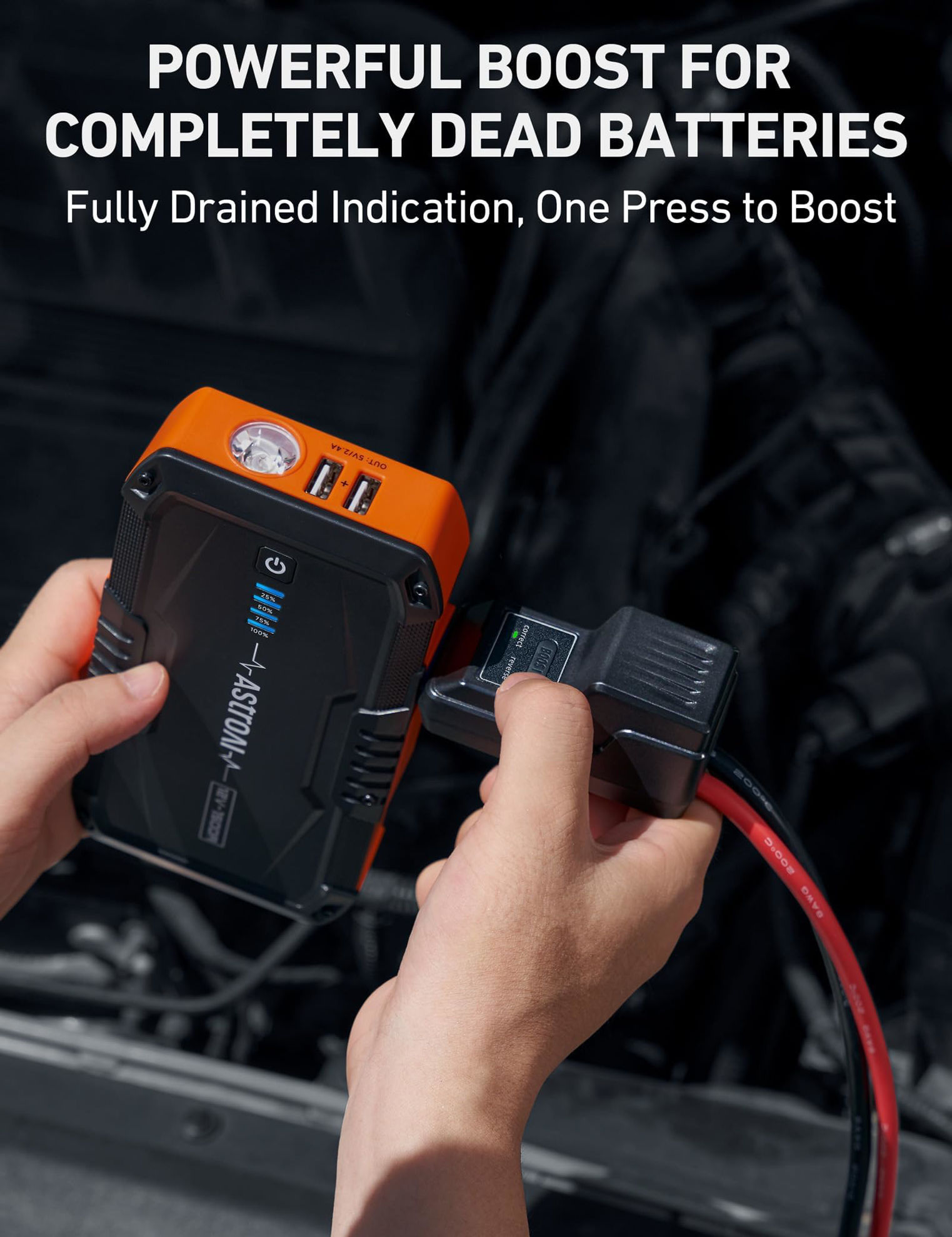 GetUSCart- AstroAI S8 Car Battery Jump Starter, 1500A Car Jumper ...