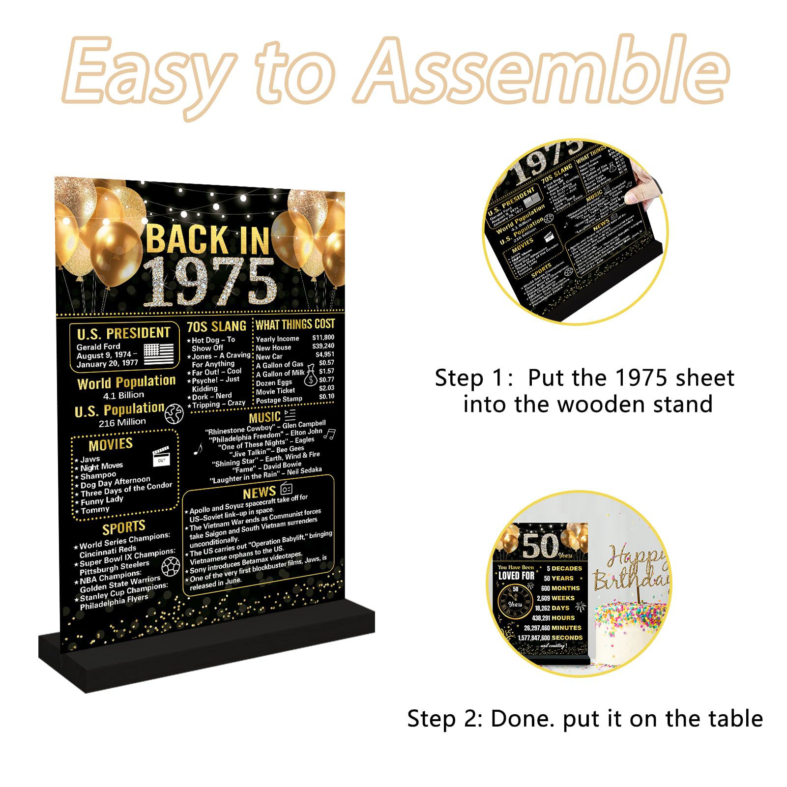 GetUSCart- Trgowaul 50th Birthday Decorations Women Men, Double Print ...