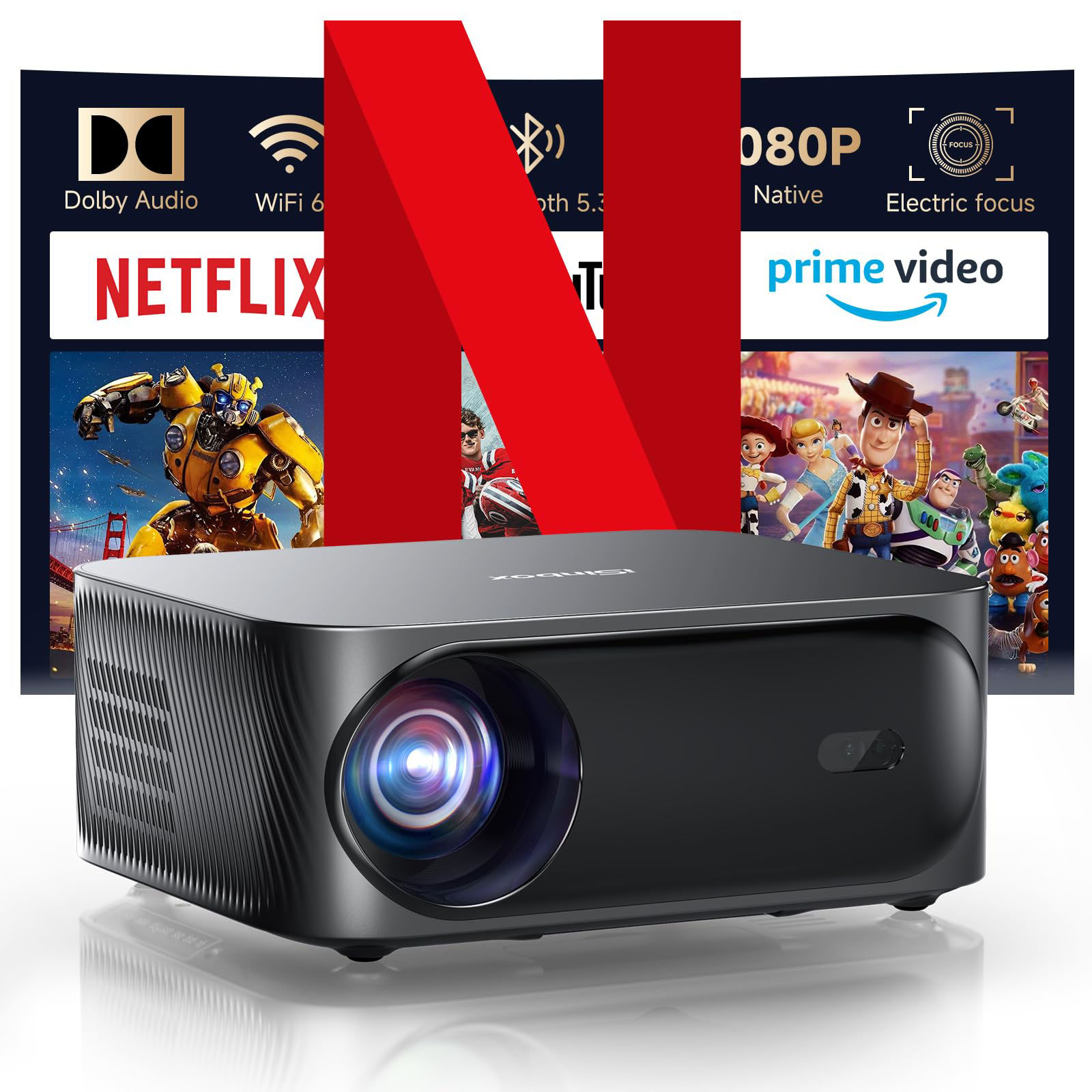GetUSCart- [Netflix-Licensed/Dolby Audio]Outdoor Projector with Wifi 6 ...