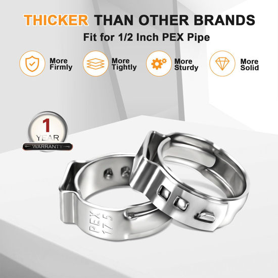 GetUSCart- 120 Pack 1/2 Inch PEX Cinch Clamps Rings, Premium 304 ...
