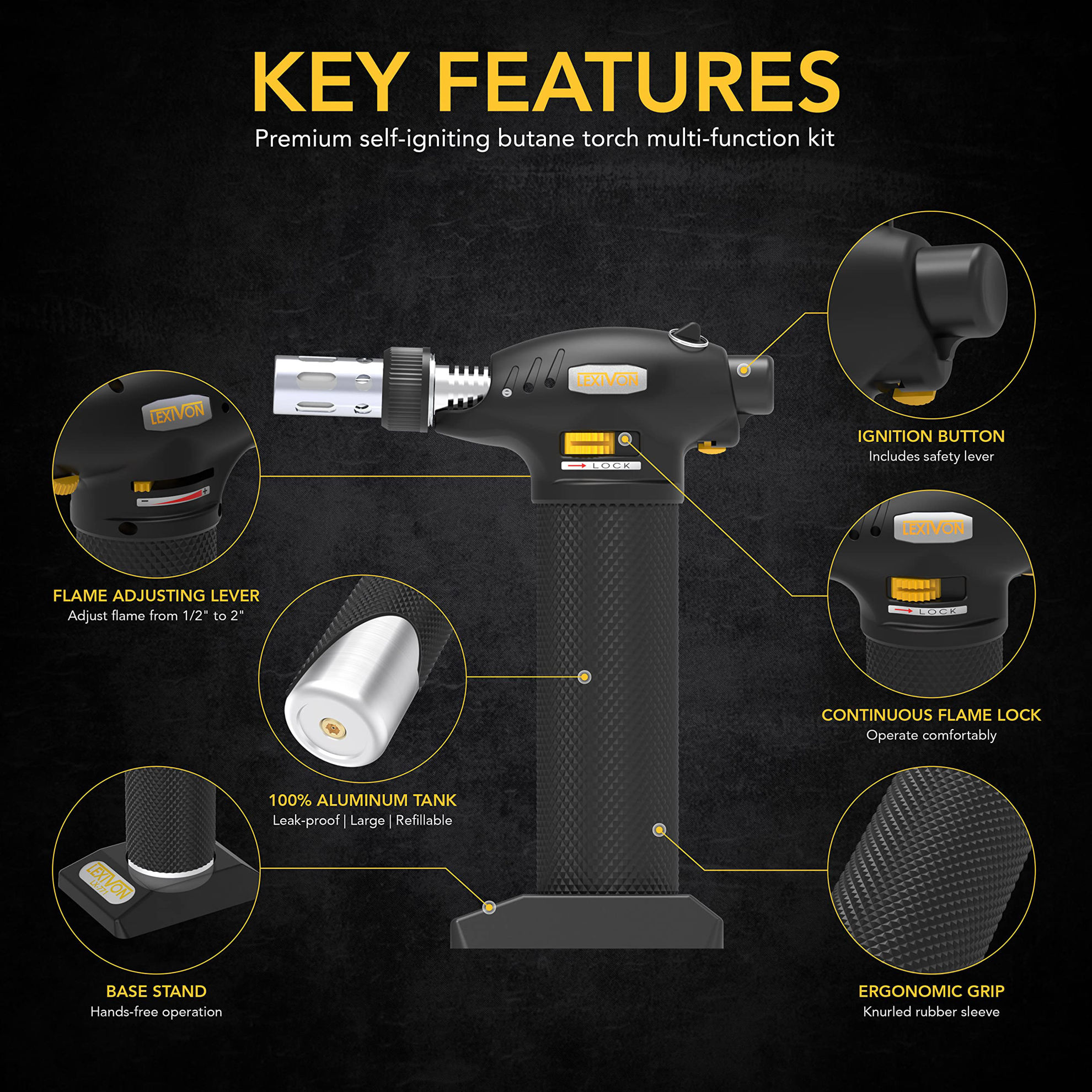 GetUSCart- LEXIVON Butane Torch Multi-Function Kit | Premium Self ...