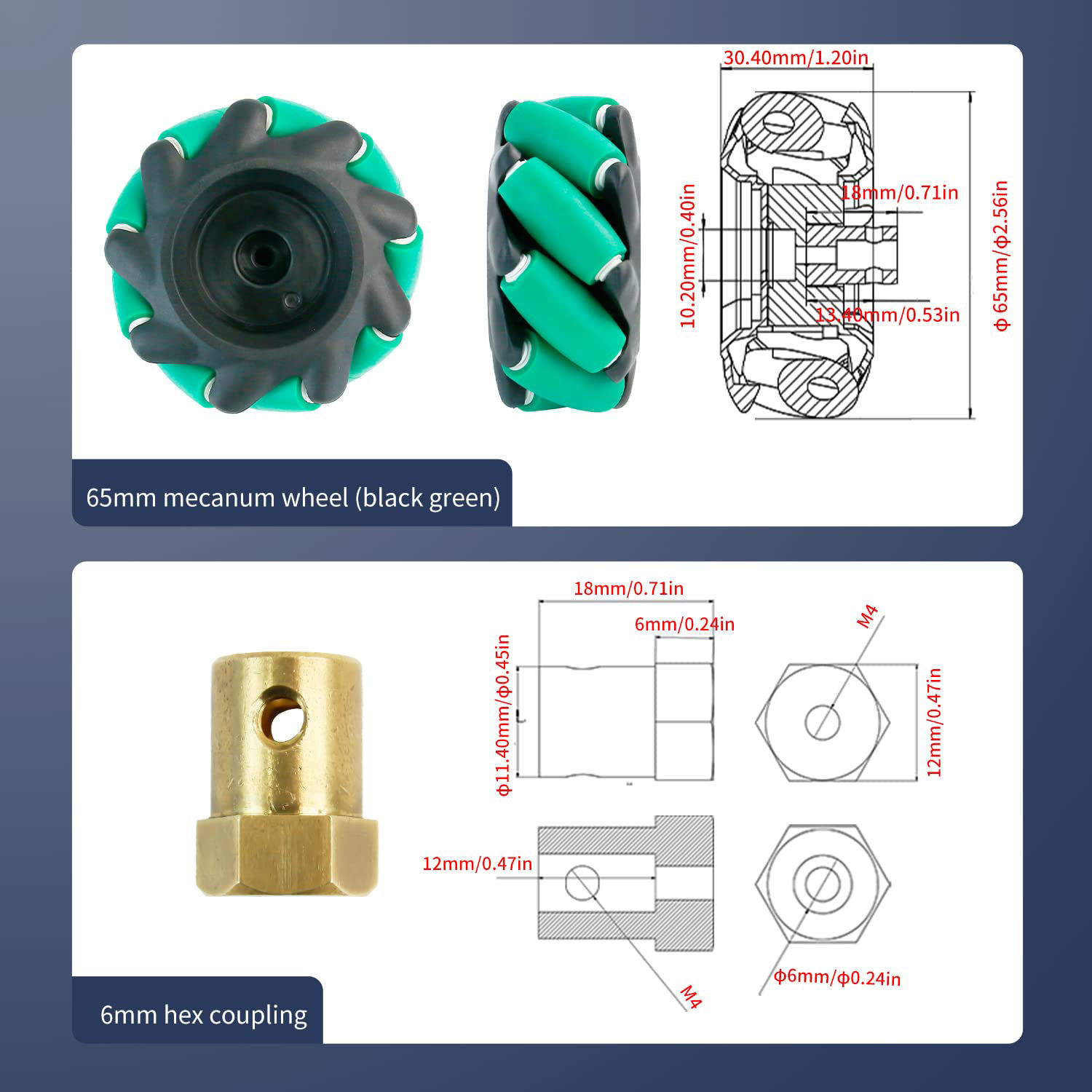 GetUSCart- Yahboom Mecanum Wheel 65mm Omni Wheel with 6mm Hexagonal ...