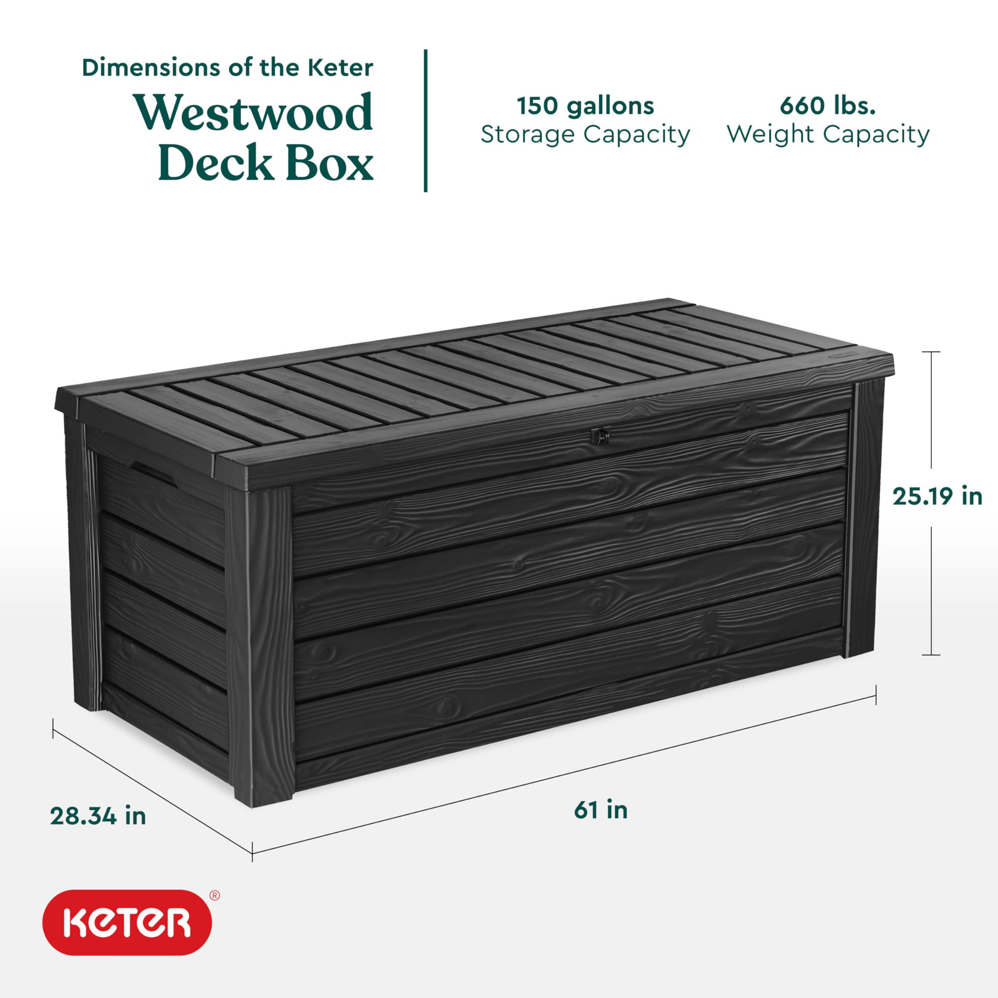 GetUSCart- Keter Outdoor Storage Deck Box, 150 Gallon Resin Patio Bin ...