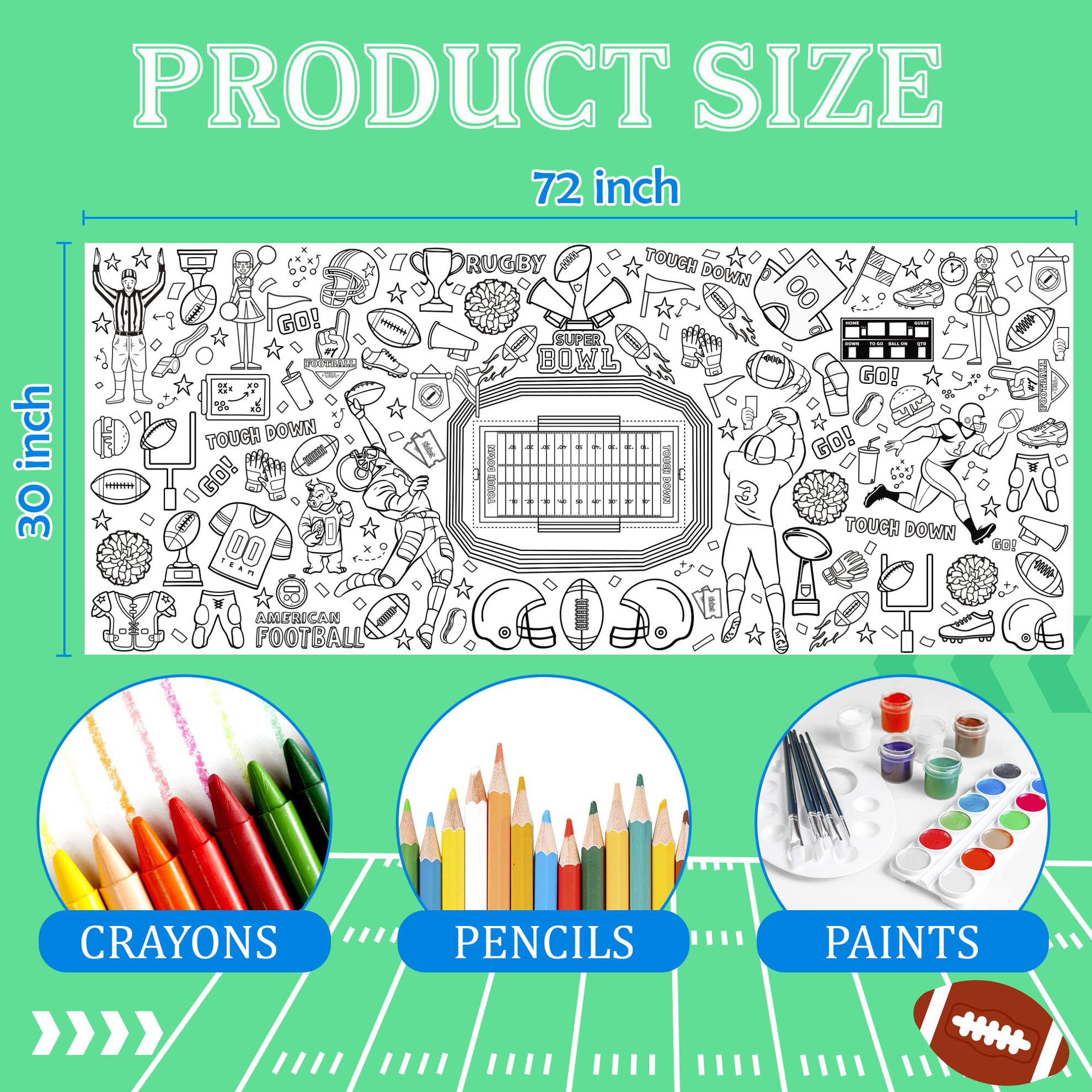 GetUSCart- OHOME Football Giant Coloring Poster/Tablecloth - Superbowl ...