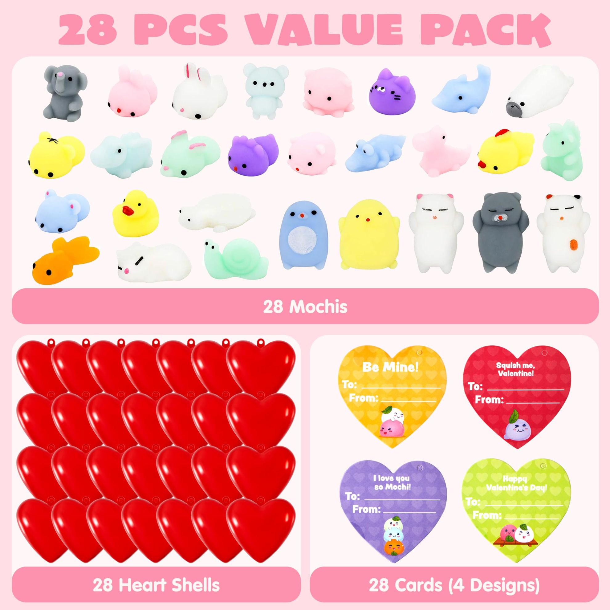 GetUSCart- JOYIN 28 Packs Valentine Day Gift Cards with 28 Mochi ...