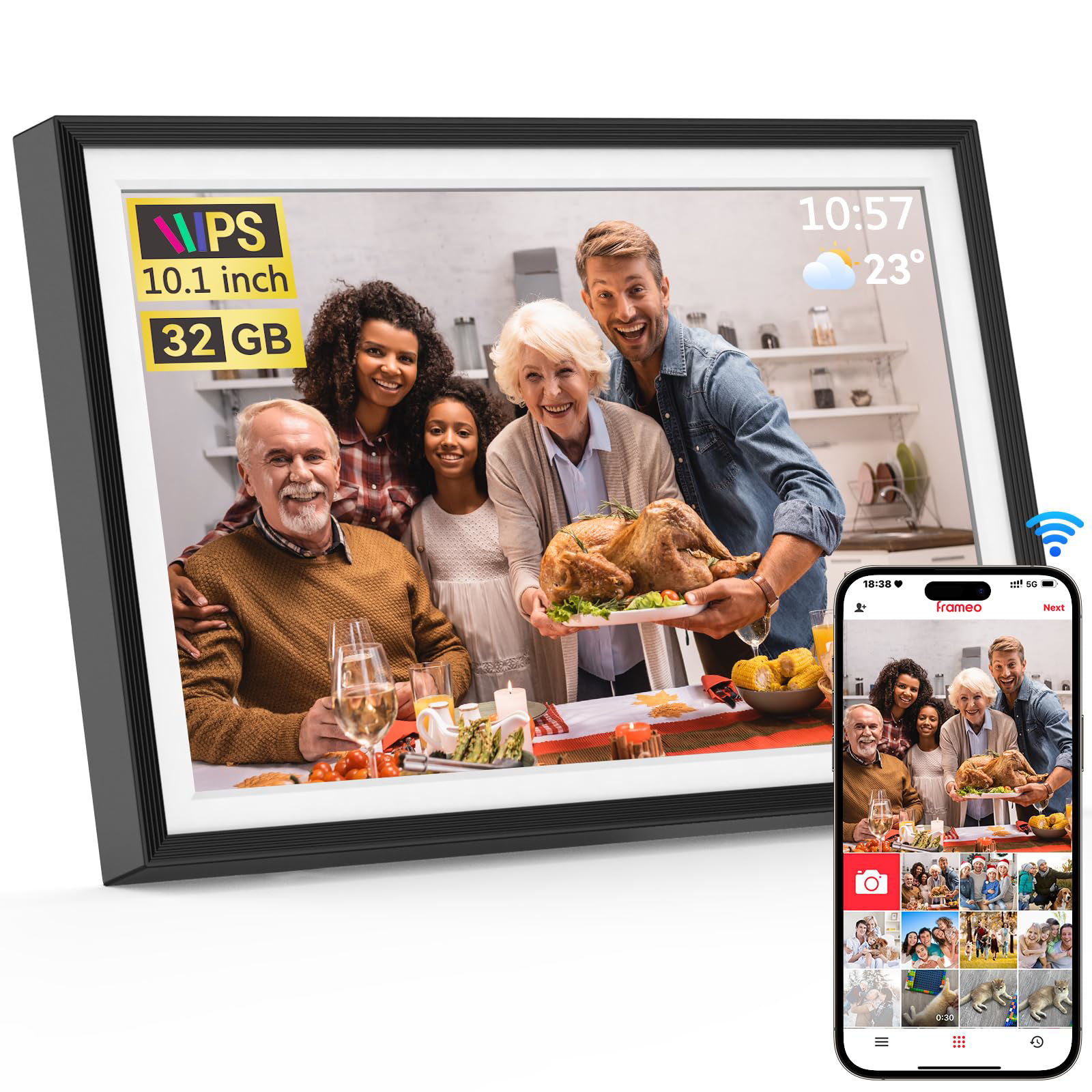 GetUSCart- Frameo 10.1 inch Digital Picture Frame, Smart WiFi Digital ...
