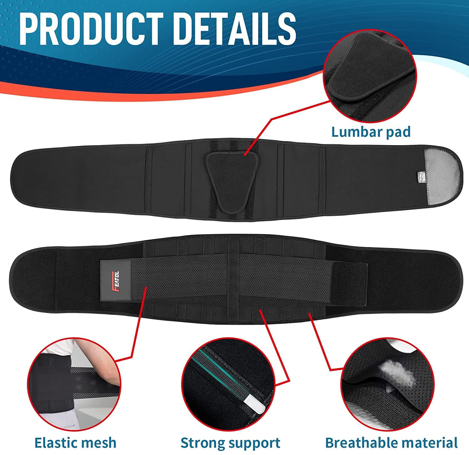 GetUSCart- FEATOL Back Brace Support Belt-Lumbar Support Back Brace for ...