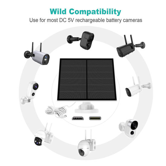 GetUSCart- Solar Panel for Security Camera, 5W USB Solar Panel for ...