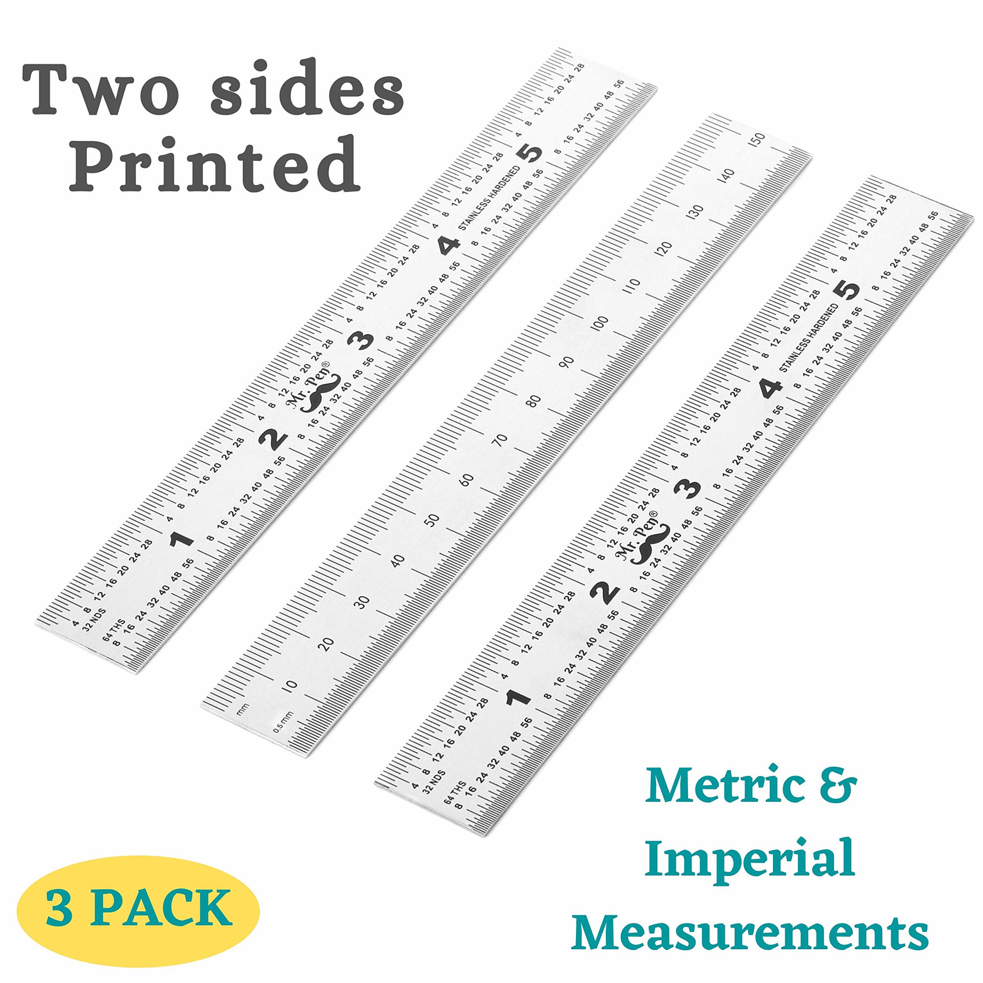 GetUSCart- Mr. Pen- Machinist Ruler, Ruler 6 inch, 3 Pack, mm Ruler ...