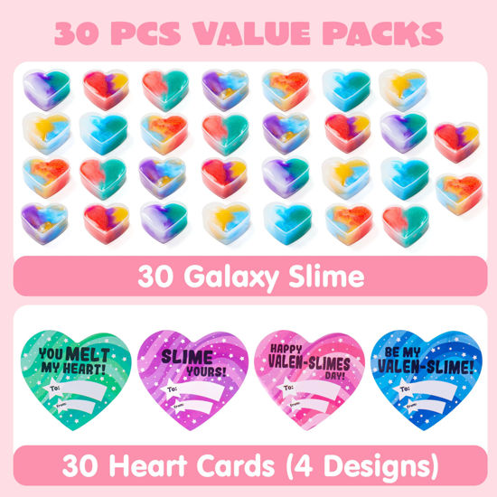 GetUSCart- JOYIN 30 PCS Valentines Day Galaxy Slime Hearts for Kids ...