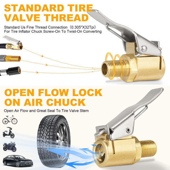 GetUSCart- 2 Pcs Brass Locking Tire Air Chuck, Tire Inflator Hose ...