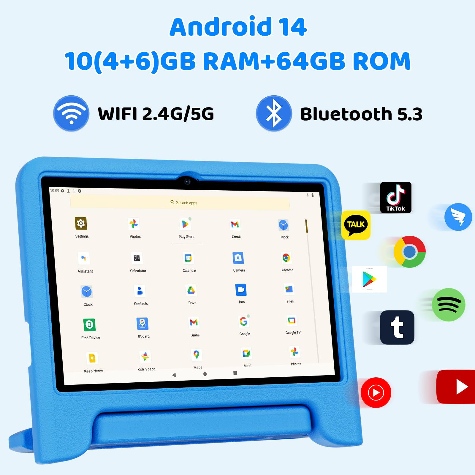 GetUSCart- 2025 Upgraded Kids Tablet, Octa-core, 10 Inch Android 14 ...