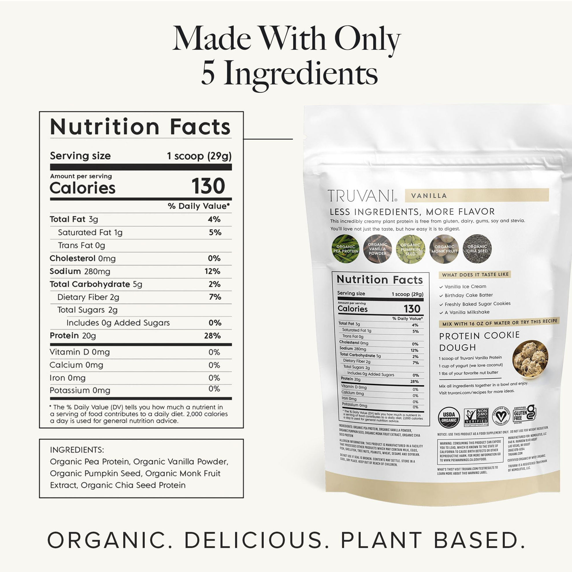 GetUSCart- Truvani Vegan Pea Protein Powder | Vanilla | 20g Organic ...