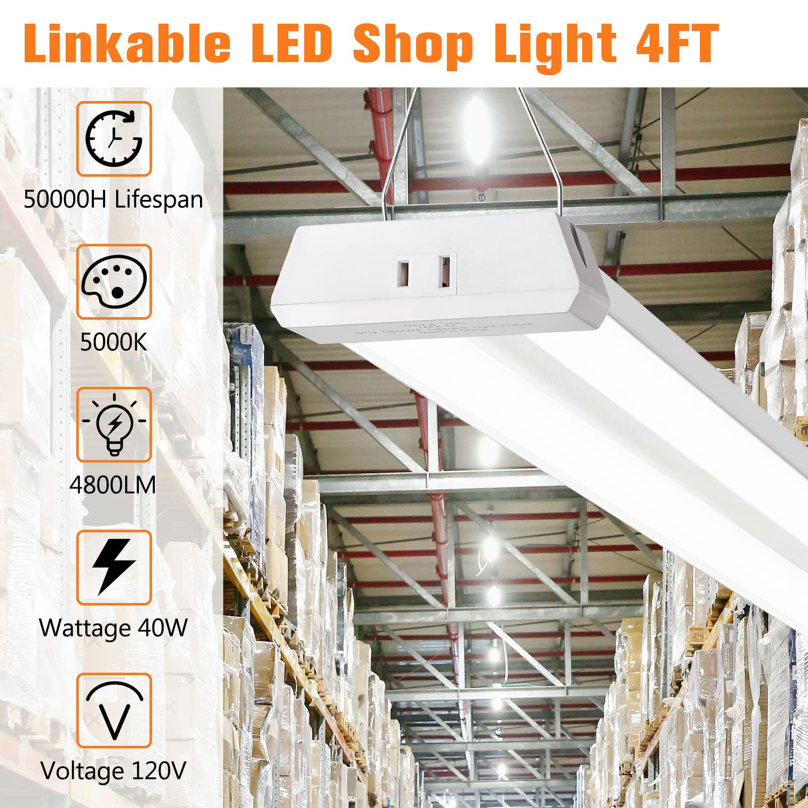 GetUSCart- OOOLED 4FT Linkable 42W 4800LM 5000K LED Ceiling Lights for ...