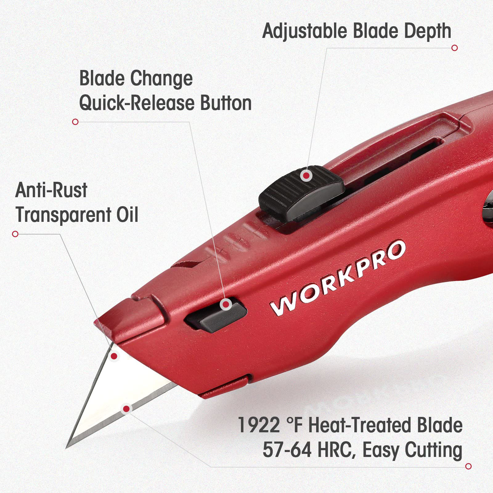 GetUSCart- WORKPRO Premium Utility Knife, Retractable All Metal Heavy ...