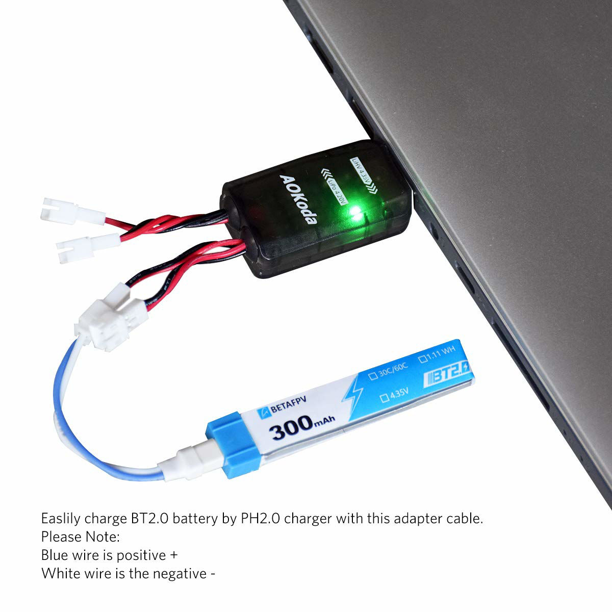 GetUSCart- BETAFPV 6pcs BT2.0-PH2.0 Adapter Cable 22AWG for BT2.0 300mAh 1S Battery with 1.0mm ...