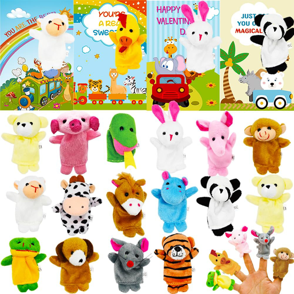 GetUSCart- Valentines Day Card with Plush Animal Finger Puppet Toys ...