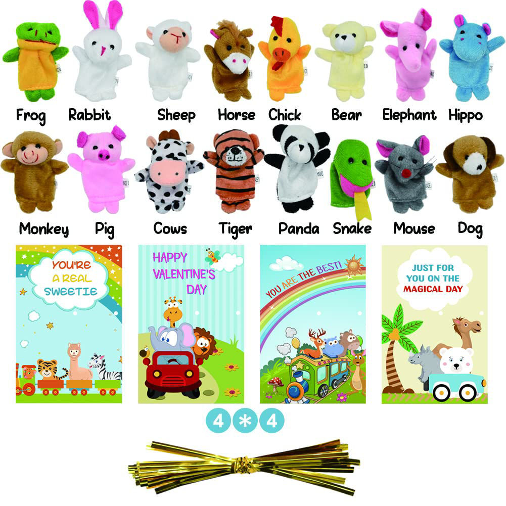 GetUSCart- Valentines Day Card with Plush Animal Finger Puppet Toys ...