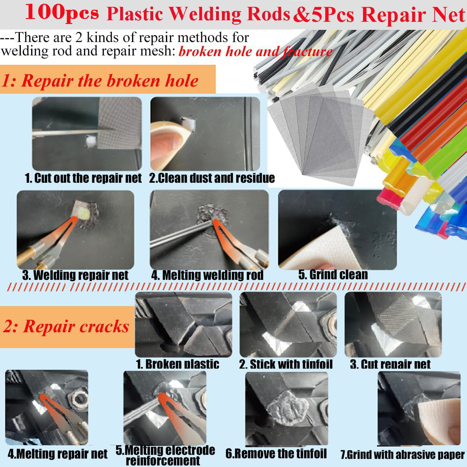 GetUSCart- Upgraded 220W Plastic Welder, 2 in 1 Plastic Welding Kit ...