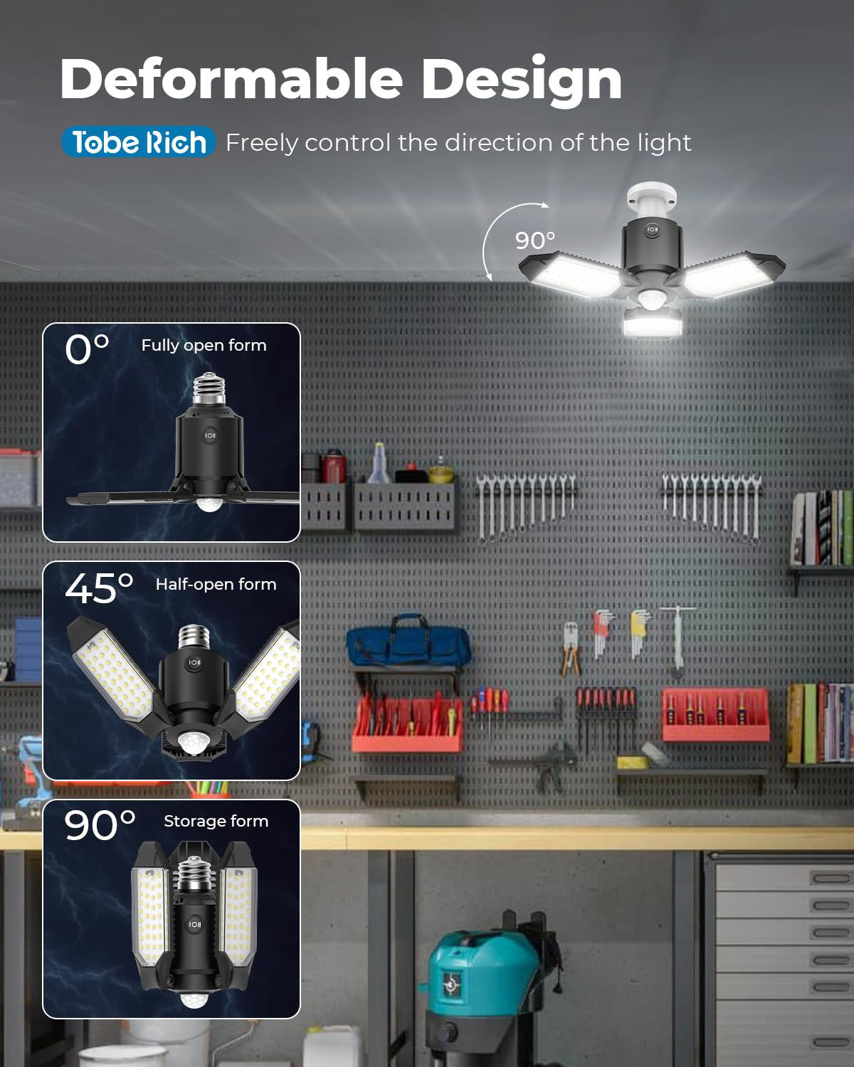 GetUSCart- toberich Motion Sensor Garage Light, 8000LM LED Garage ...