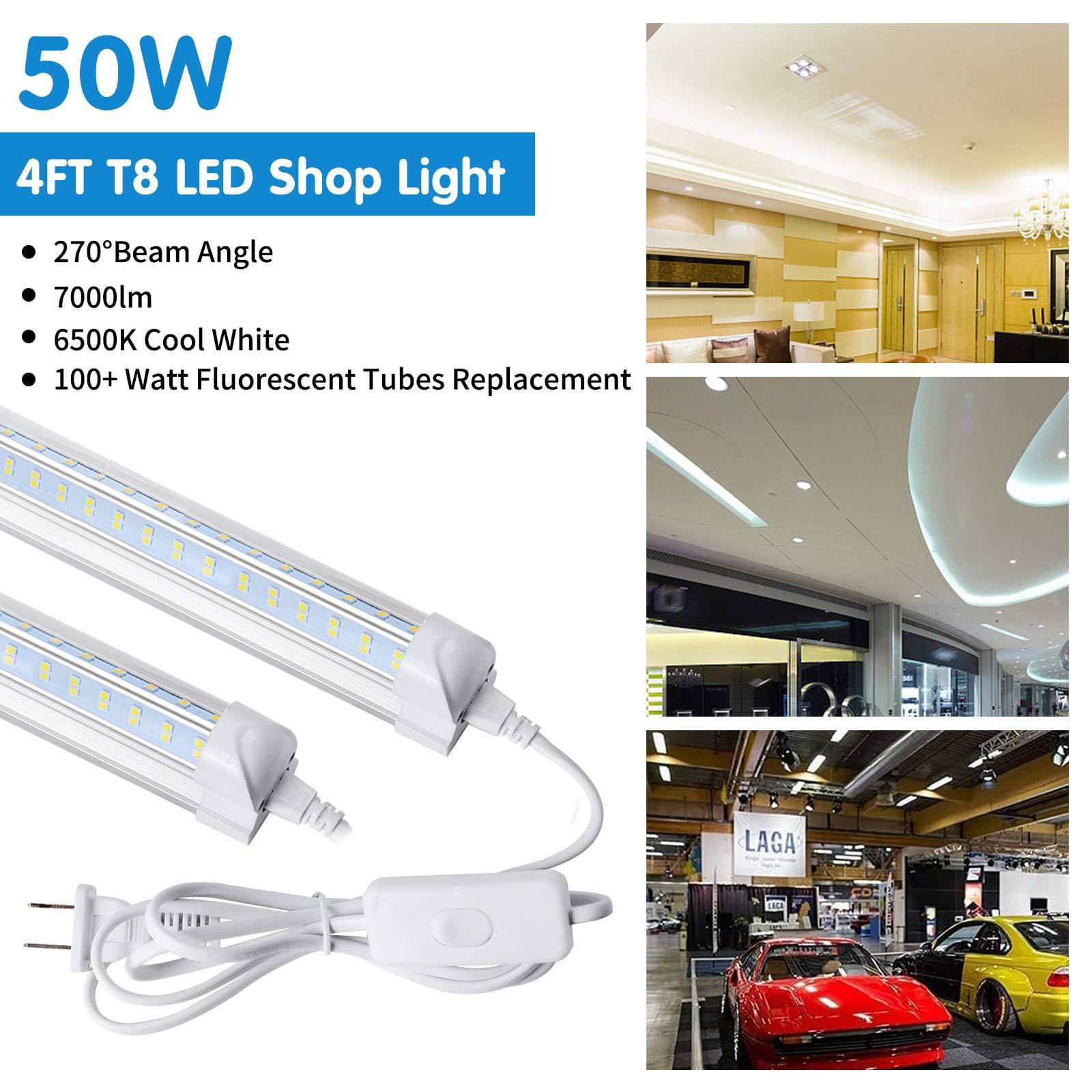 GetUSCart- AQIQUUT Led Shop Lights,Led Shop Lights 4FT 50W 6500K 7000LM ...