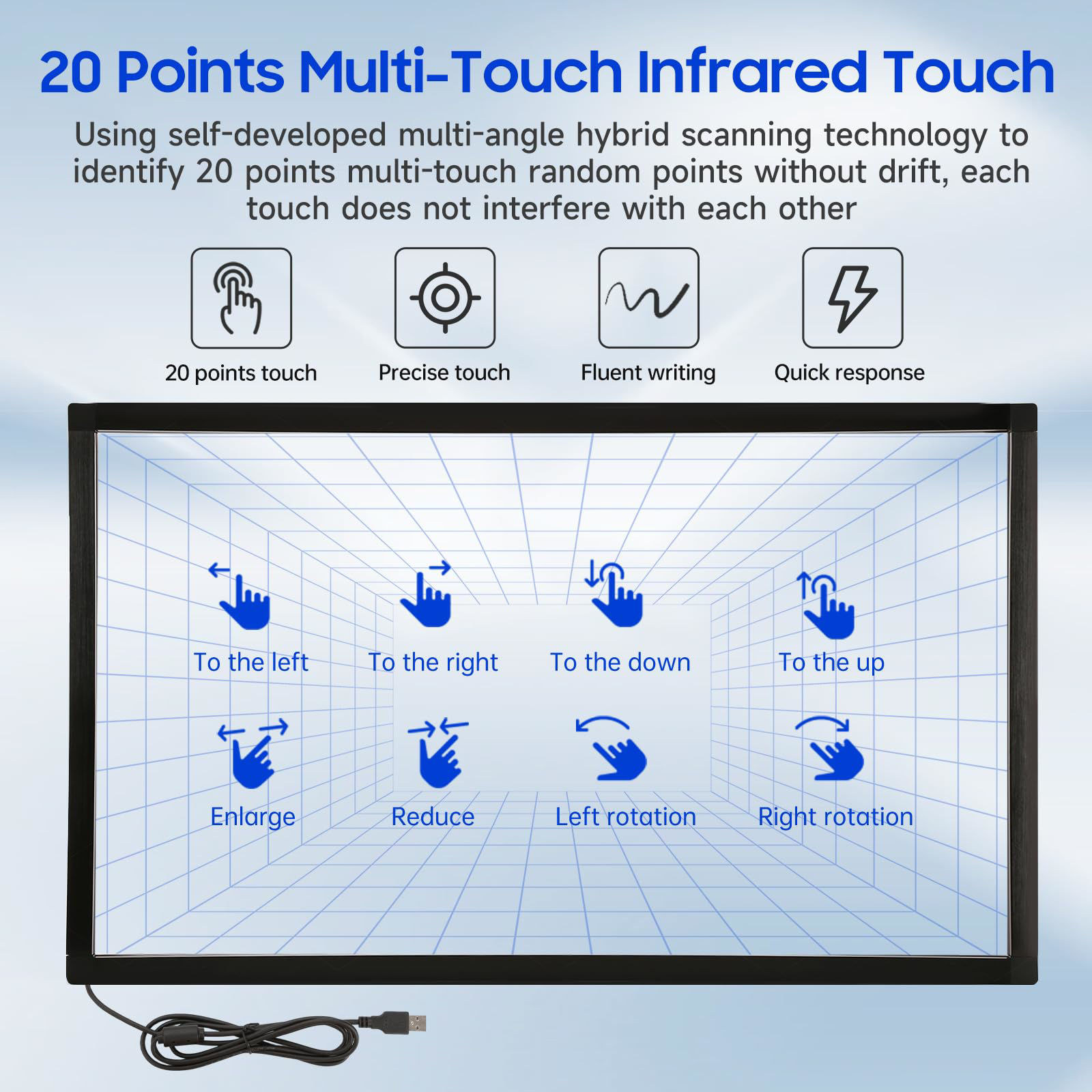 GetUSCart- 32 Inch Infrared Touch Frame 20 Points IR Touch Screen Panel ...