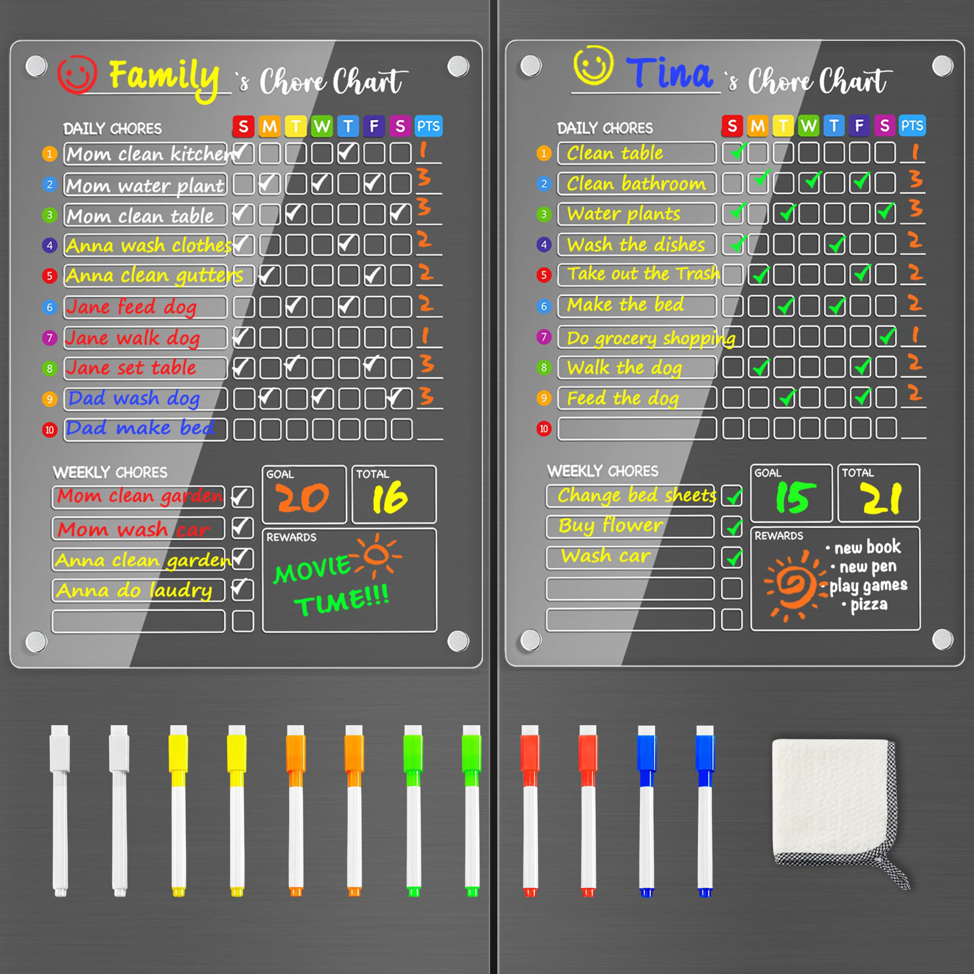GetUSCart- PigPotParty Acrylic Magnetic Chore Chart for Kids, 12"x16 ...