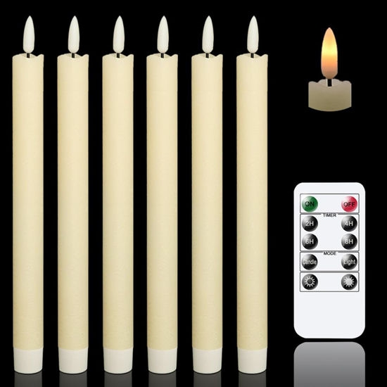 GetUSCart- GenSwin Flameless Ivory Taper Candles Flickering with 10-Key ...