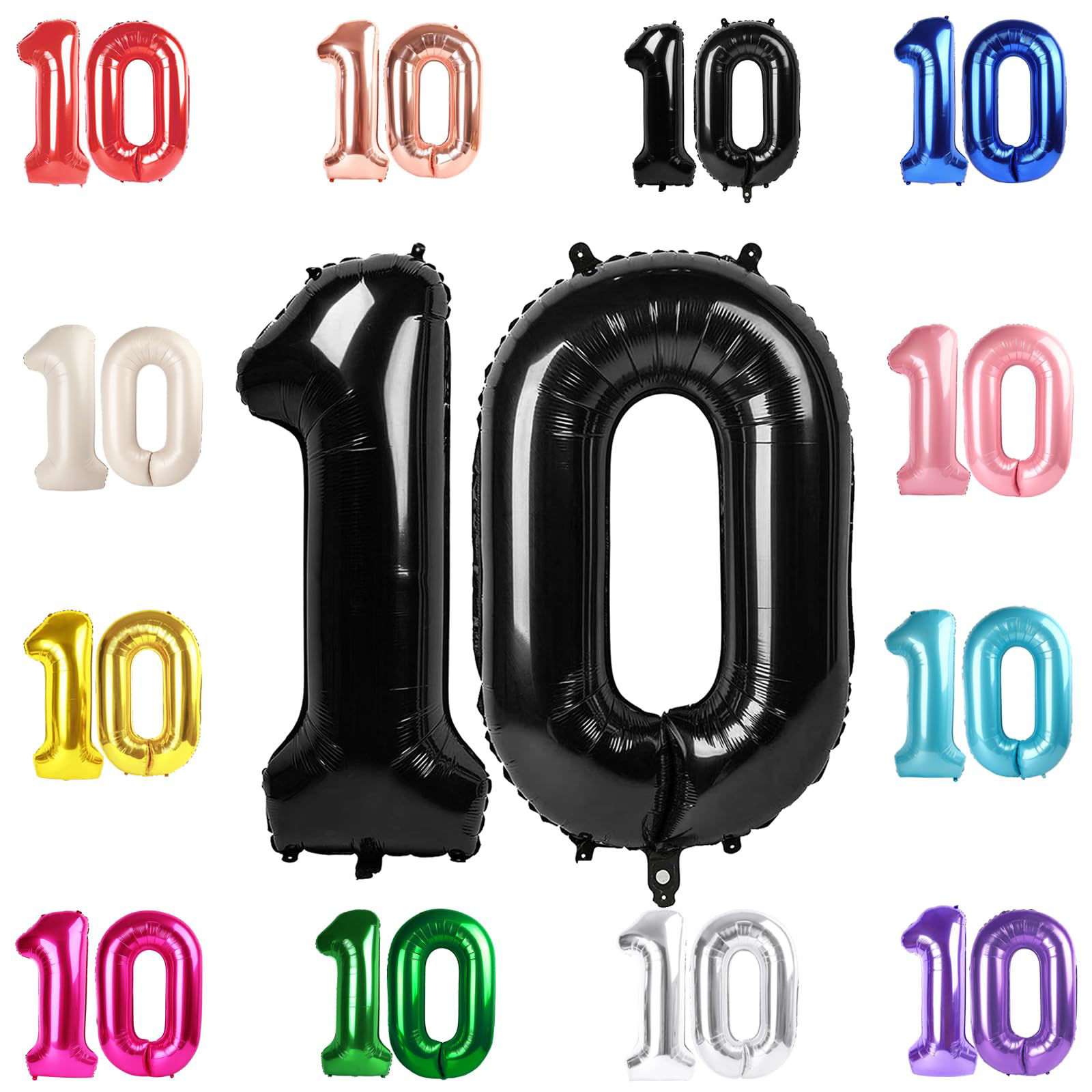 GetUSCart- 10 Balloon Number, Black Number 10th Birthday Balloons 40 ...