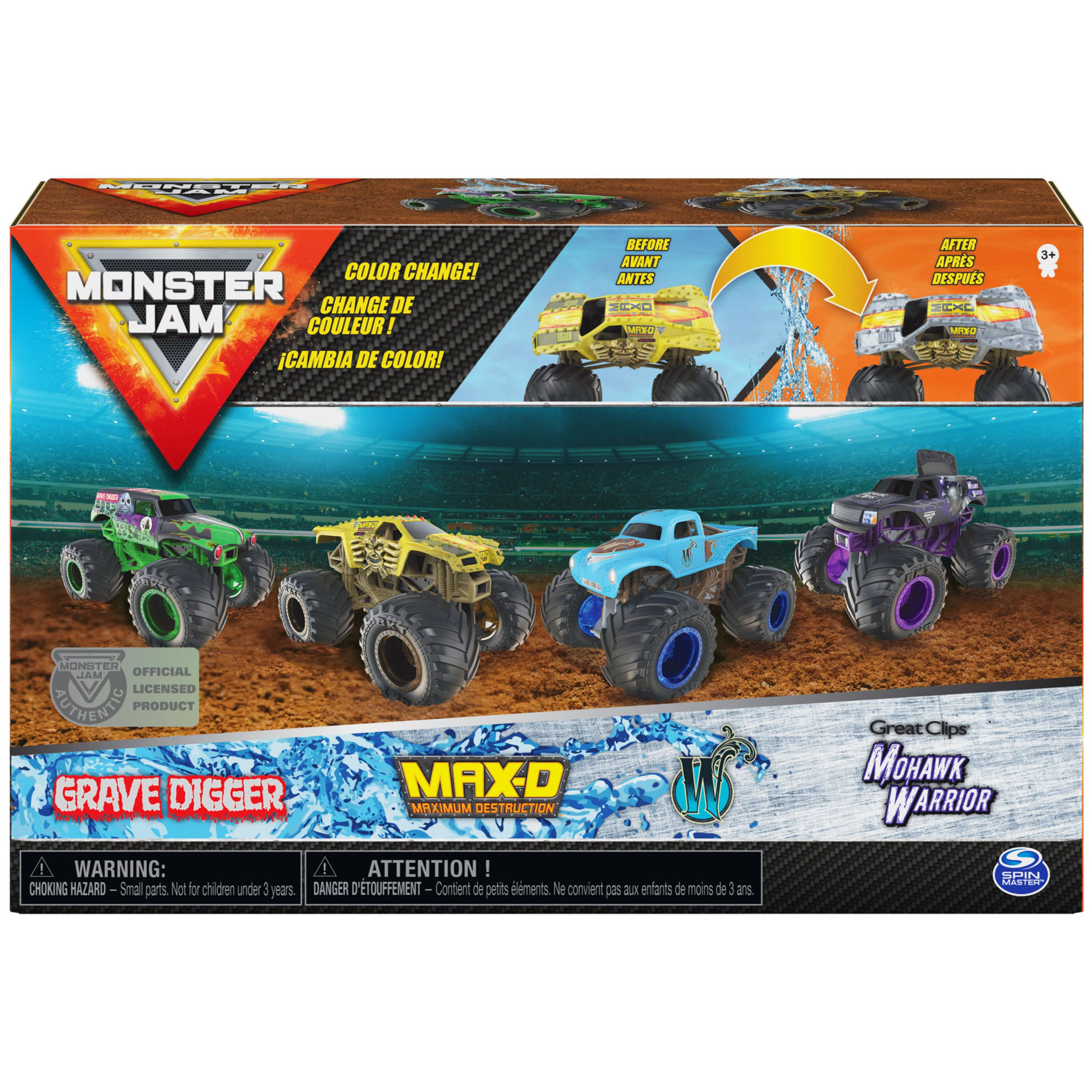 GetUSCart- Monster Jam, Official Reveal The Steel 4-Pack of Color ...