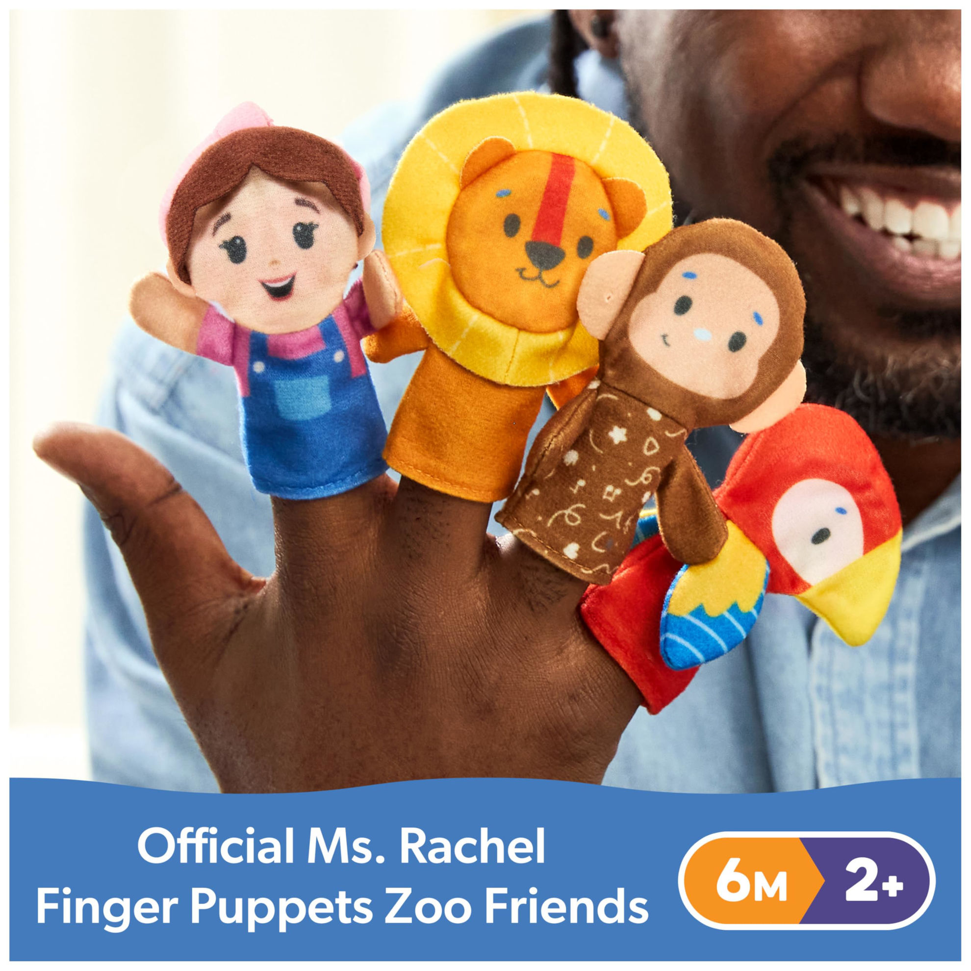 GetUSCart- Ms. Rachel Finger Puppets Zoo Friends 4-Pack, Lion, Monkey ...