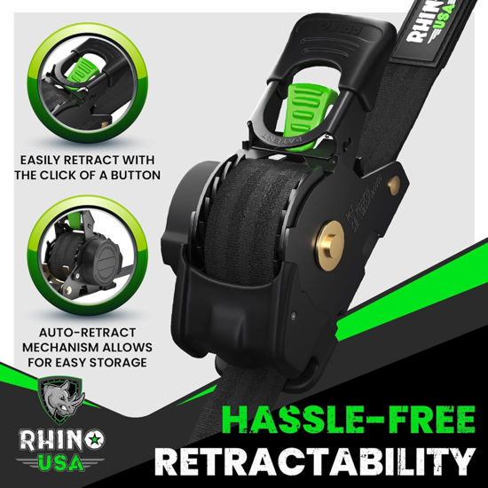GetUSCart- Rhino USA Retractable Ratchet Straps (4-Pack) - 1 Inch x 10 ...
