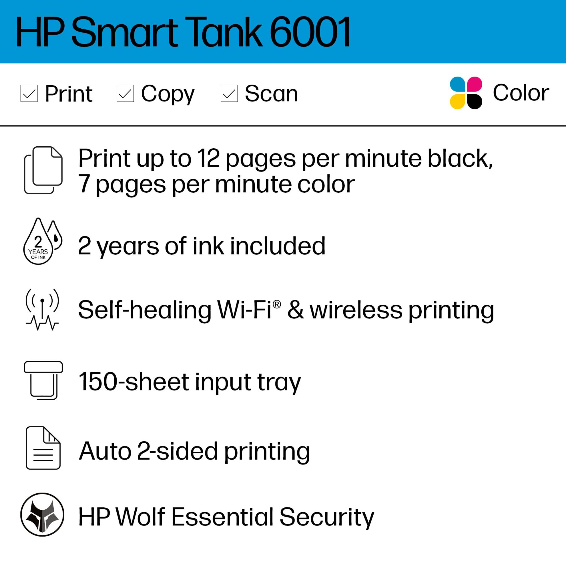 GetUSCart- HP Smart -Tank 6001 Wireless Cartridge-Free all in one ...