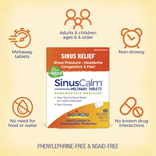 GetUSCart- Boiron SinusCalm Tablets for Sinus Pain Relief, Runny Nose ...