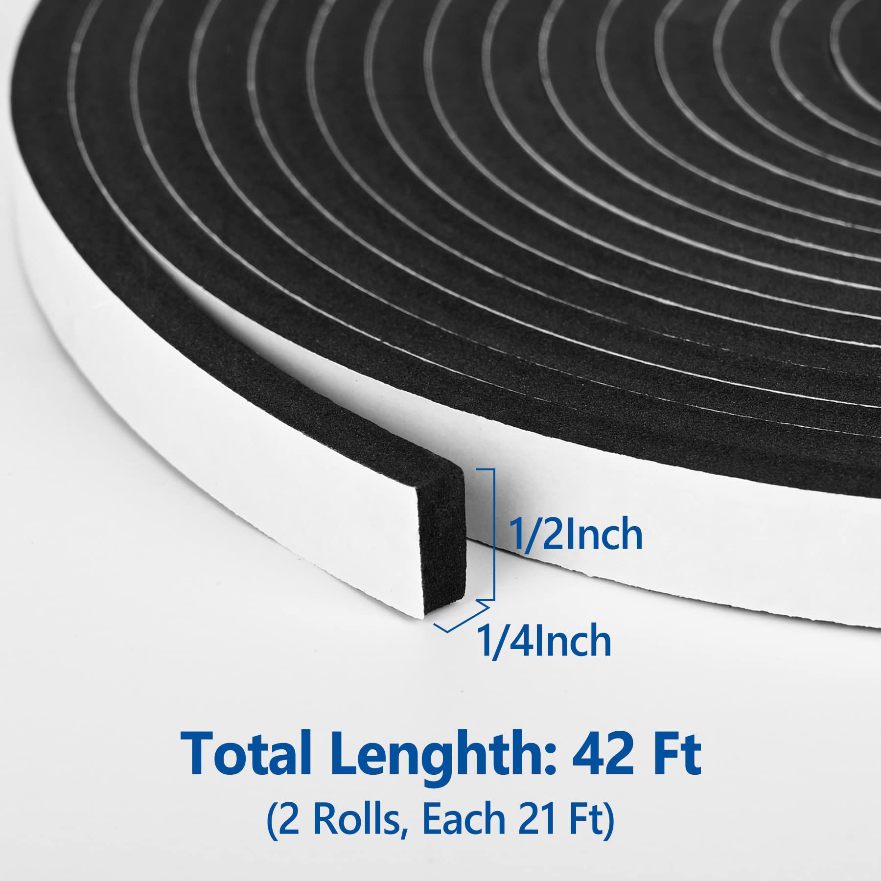 GetUSCart- Self Adhesive Foam Tape Weatherstrip 1/2In x 1/4In x 42Ft High Density Foam ...