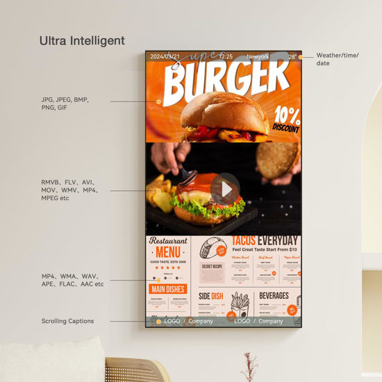 GetUSCart- 29 Inch HD 700nits Wall Mount Digital Signage Slim Fit ...