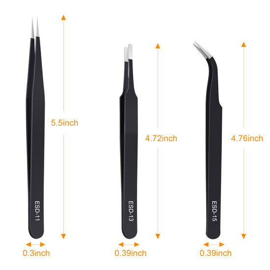 GetUSCart- kaverme 3PCS Precision Tweezers Set, Upgraded Anti-Static ...
