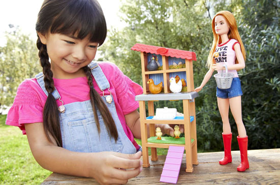 GetUSCart- Barbie Careers Playset, Chicken Farmer Set with Fashion Doll with Red Hair & Boots ...