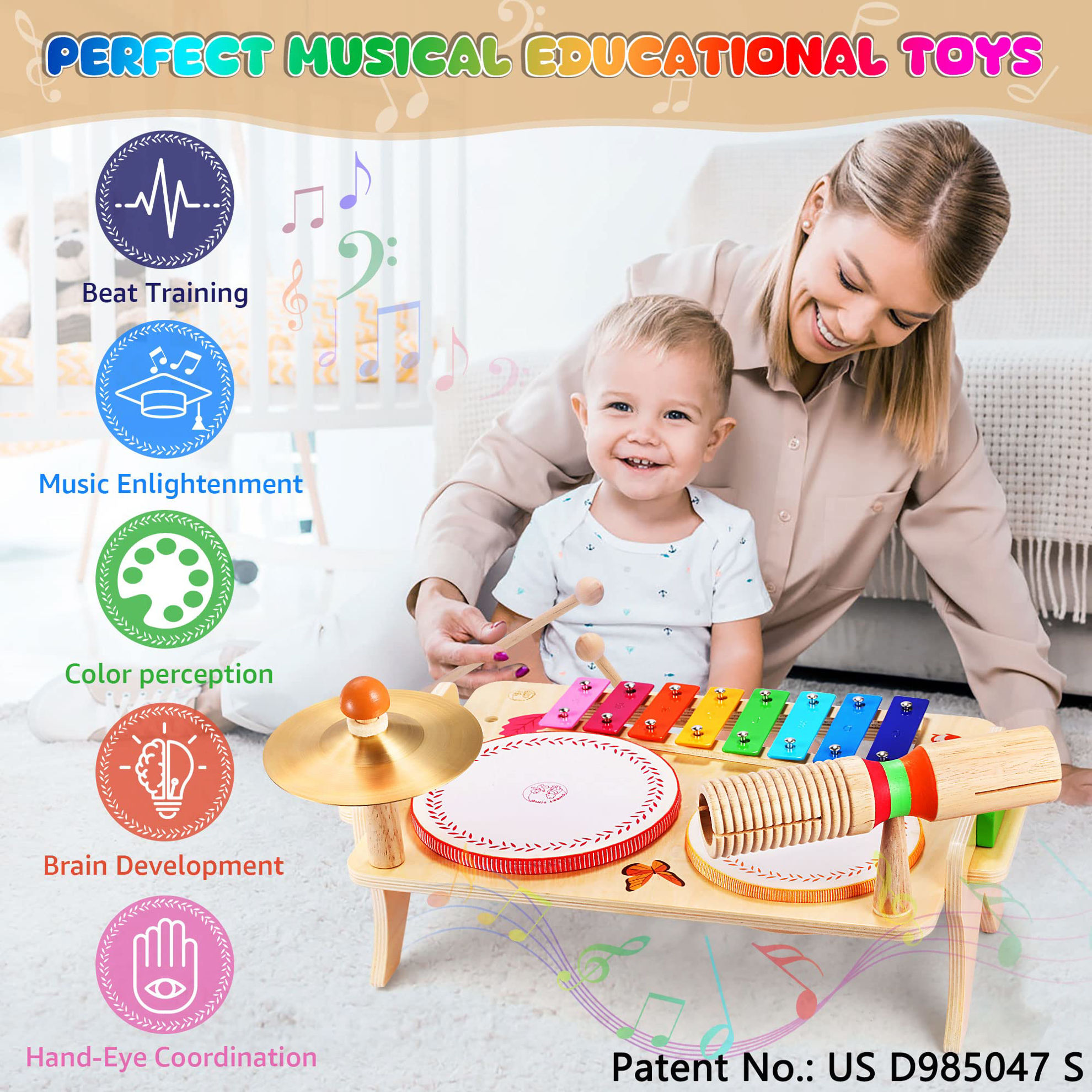 GetUSCart- Wingyz Kids Drum Set for Toddlers Baby Music Instruments 7 ...
