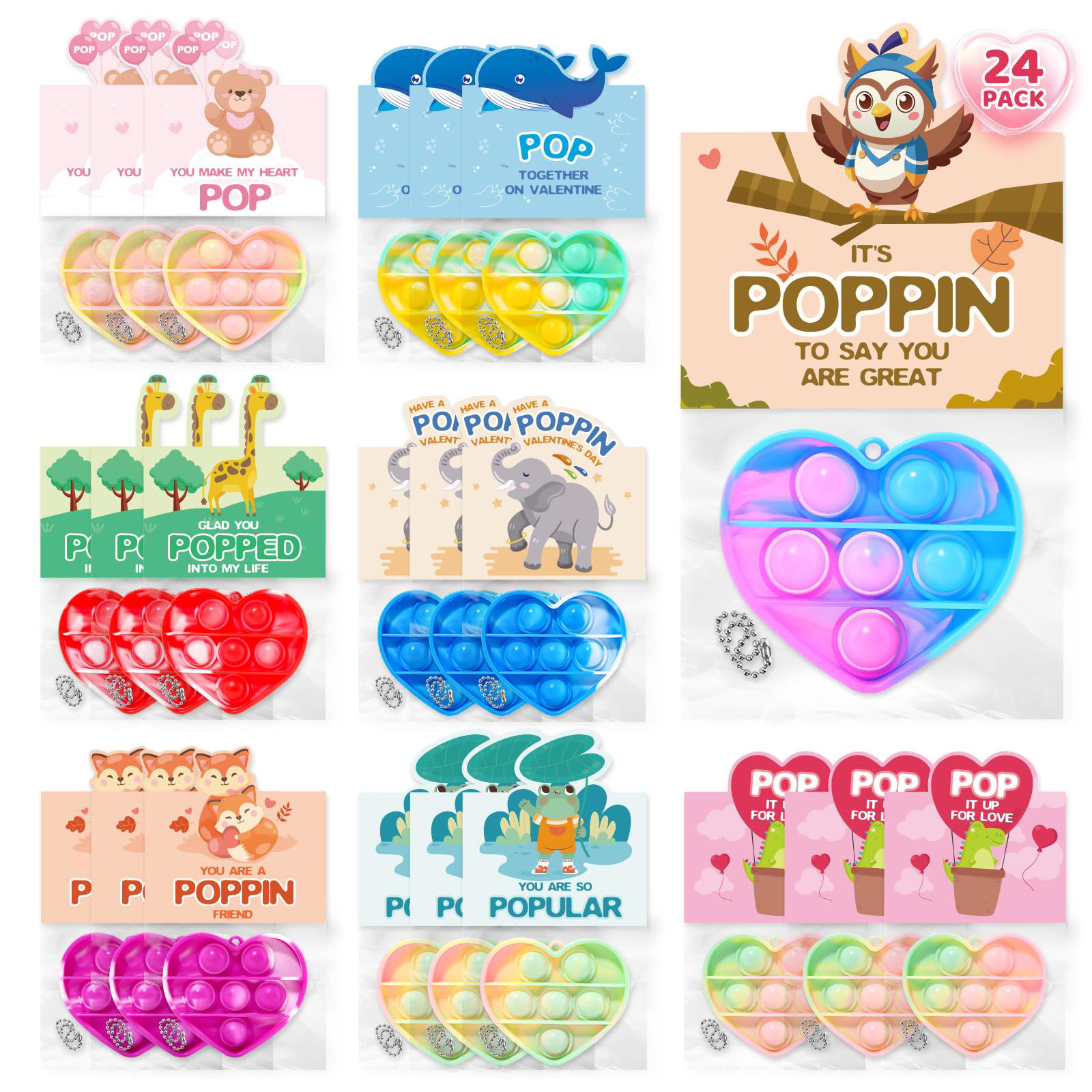 GetUSCart- Shemira 24 Pack Valentine's Day Cards for Kids, Valentines ...