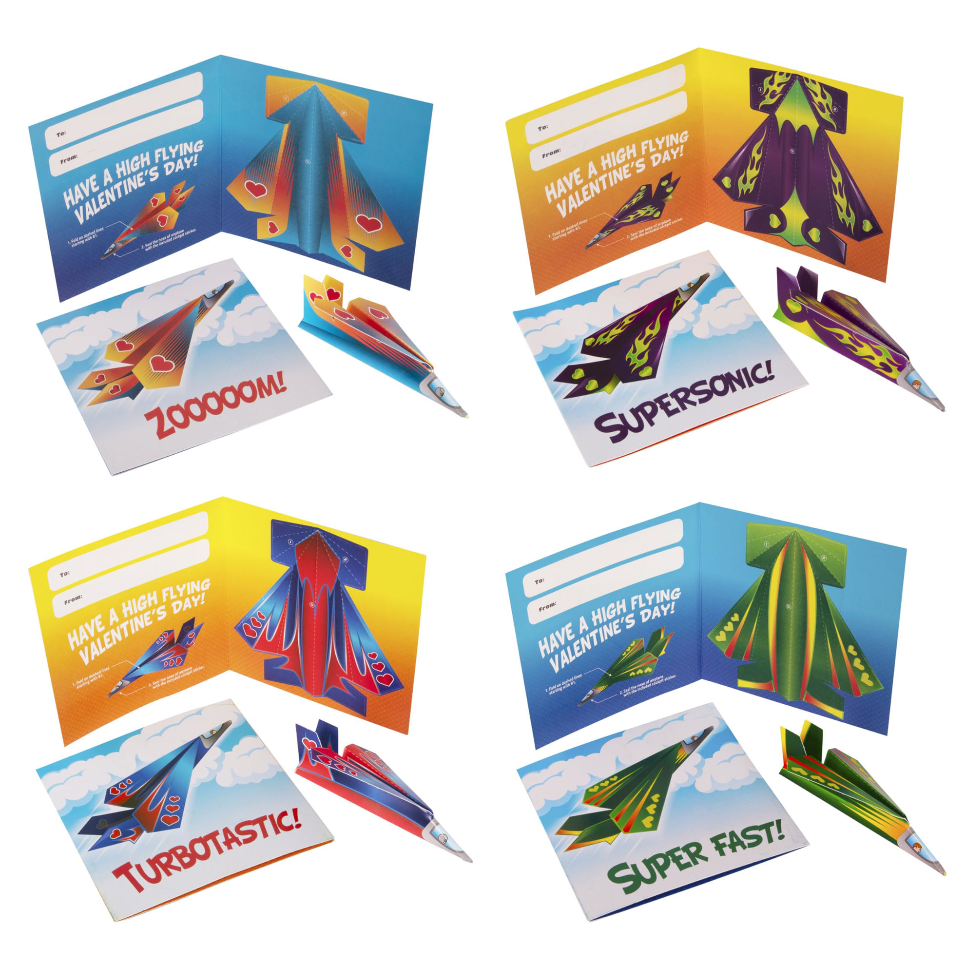 GetUSCart- 28-Pack Flying Paper Airplanes Valentines Cards for Kids ...