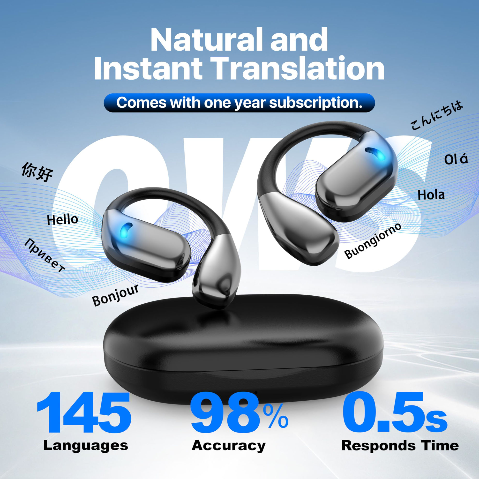GetUSCart- AI Language Translator Earbuds, OWS Real-Time 3-in-1 ...