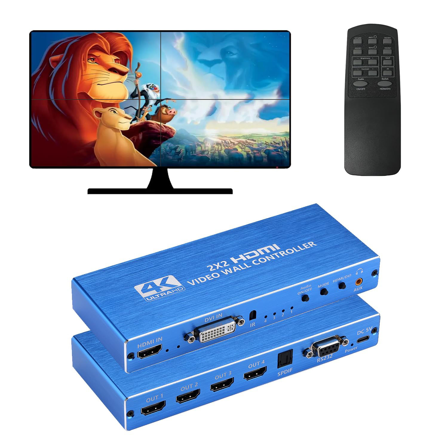 GetUSCart- Video Wall Controller, 4K 2X2 TV Wall Processor with HDMI ...