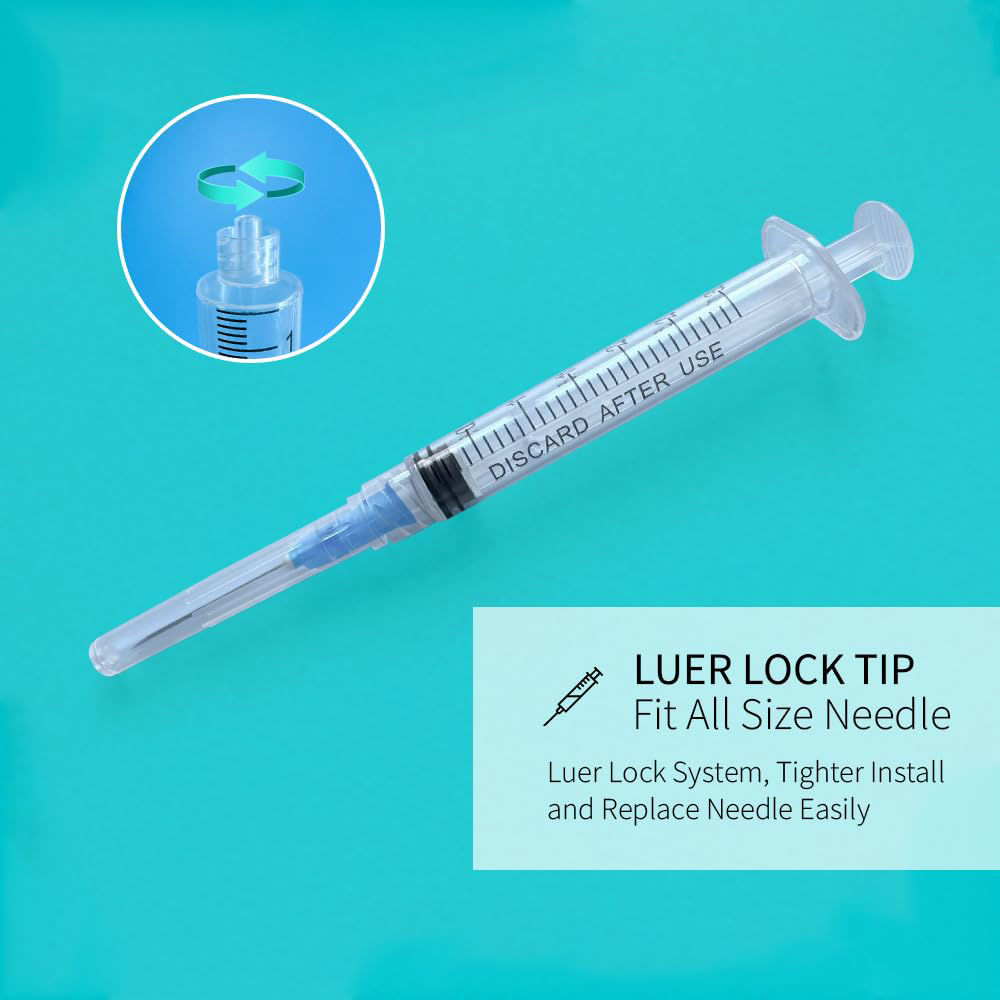 GetUSCart- 10 Pack 3ml Syringes with Needle - 23G, 1.0 inch Needle Luer Lock Syringe ...
