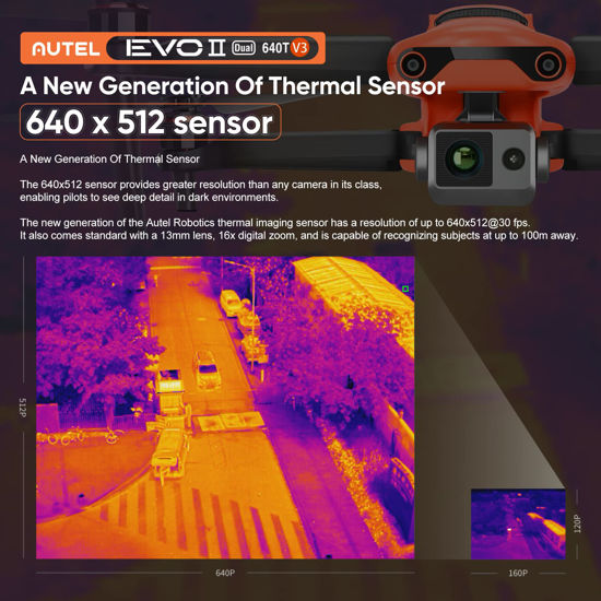 GetUSCart- Autel Robotics EVO II Dual 640T V3, 640x512 Thermal Imaging ...