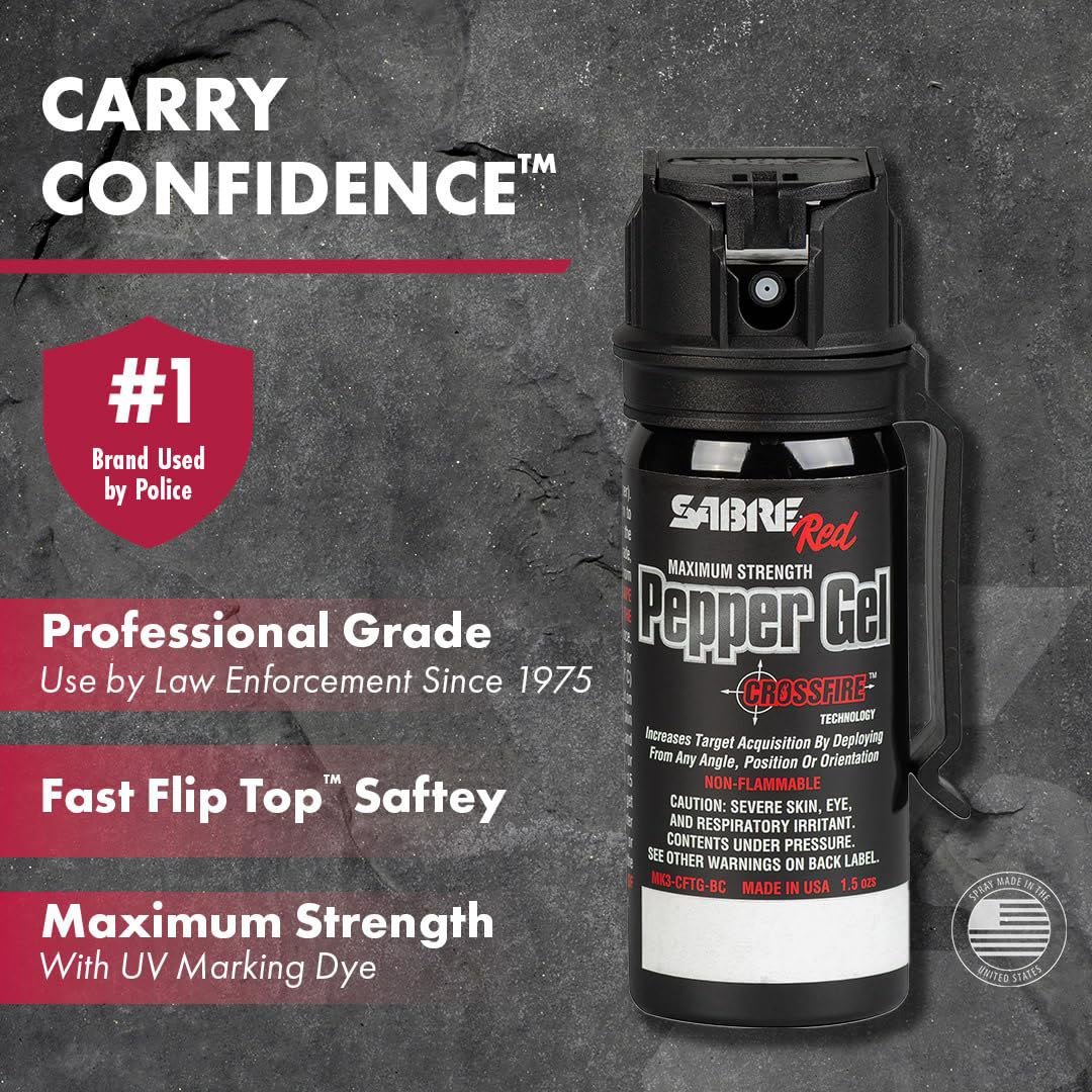 GetUSCart- SABRE Crossfire Pepper Gel for Self Defense, Deploys At Any ...